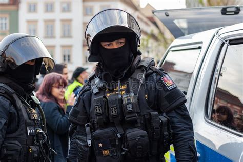 Brno Czech Republic May 1 2019 Armed Police Officer Editorial
