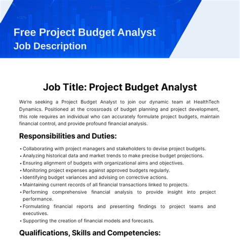 Free Project Budget Analyst Job Description Template To Edit Online