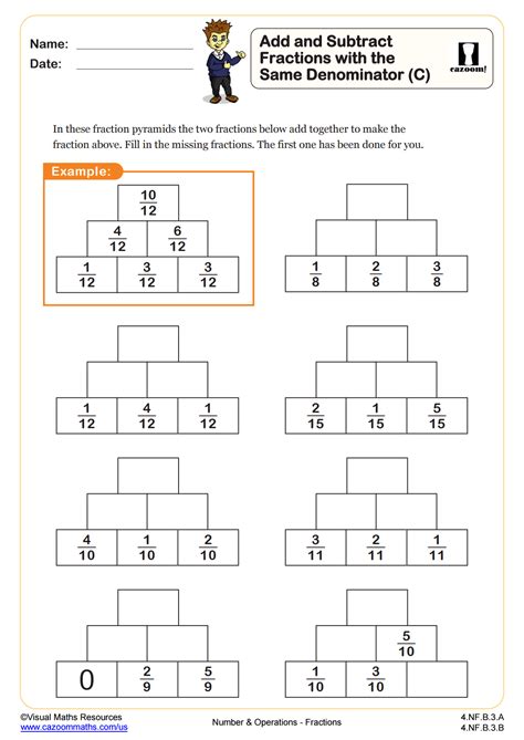 Add And Subtract Fractions With The Same Denominator A Fun And Engaging 4th Grade Pdf