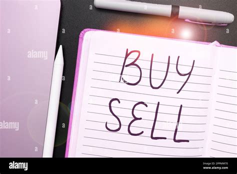 Writing Displaying Text Buy Sell Business Approach The Buying And Selling Of Goods And Services
