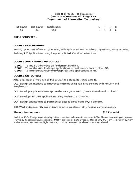 2019 Iot Lab Manual Pdf Electrocardiography Arduino