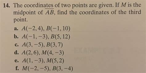 Solved The Coordinates Of Two Points Are Given If M Is The Chegg