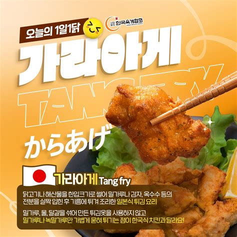 한국육계협회 1일1닭⠀ ⠀ 오늘 소개할 닭🐔요리는 가라아게 ⠀ 🔎치킨 가라아게는 일본 드라마나