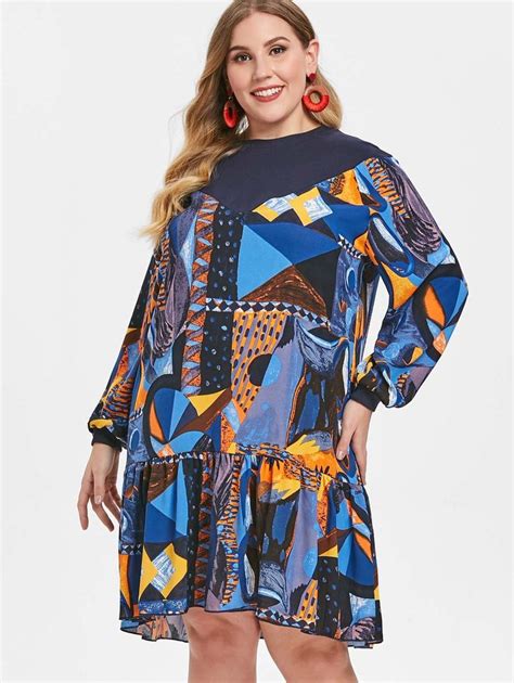Printed Plus Size Drop Waist Dress