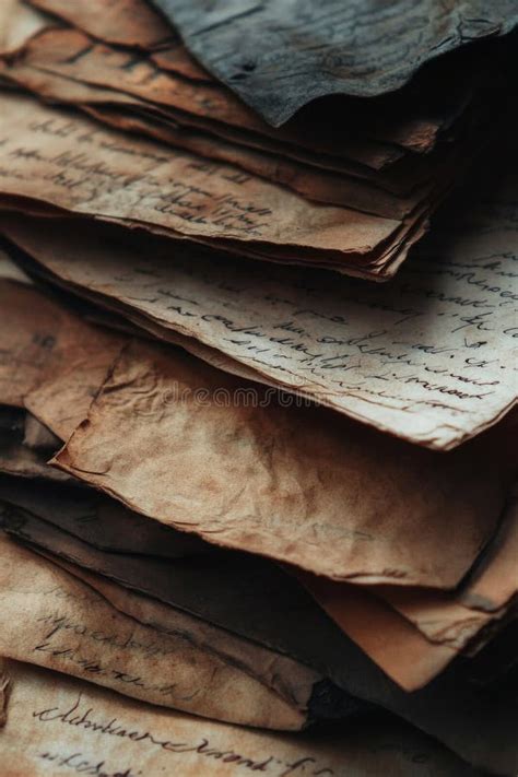 Vintage Letter Stack With Worn Edges And Creased Pages Great For