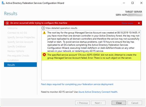Windows Server 2016 Adfs V40 The Specified Service Account Cnsvc Adfs Gmsa Did Not Exist