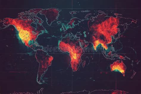 World Map Displaying Epidemic Outbreak Zones With Intensity Variations