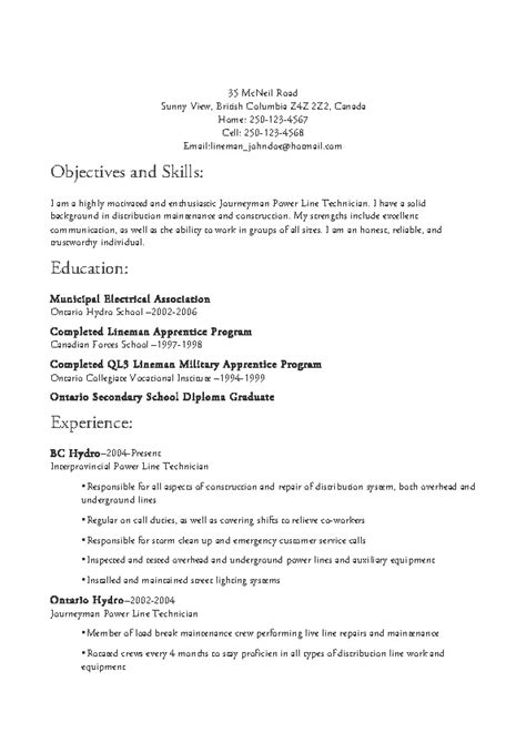 Power Lineman Resume Pdfsimpli