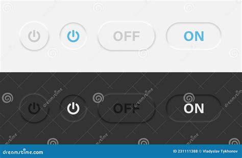 Power On And Off Buttons In Neumorphic Vector Design Neumorphism Style Power Icons In Light And