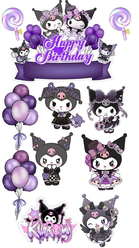 Kuromi Happy Birthday Topper Printable