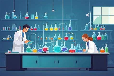 Premium Photo Chemistry Synthesis Lab Flat Vector Illustration Of