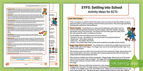 Eyfs Settling Into School Activity Ideas For Ects Twinkl