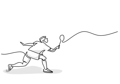 Badminton Player Simple One Line Sports Of Person Playing Badminton