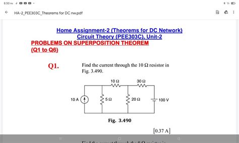 Home Assignment 2 Theorems For Dc Network Circuit Theory Pee303c Uni
