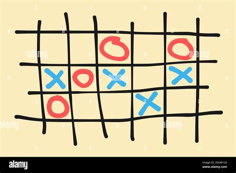 Tic Tac Toe Xs And Os Noughts And Crosses Game Is Played By Winner And Loser Handwritten