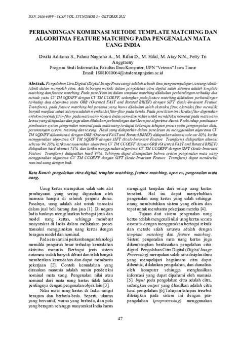 Pdf Perbandingan Kombinasi Metode Template Matching Dan Algoritma