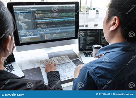 Team Of Developer Programmer Working On Project In Software Development Computer In It Company