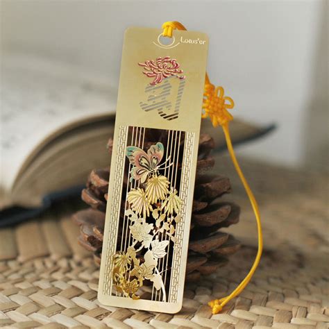 韩国工艺不锈钢镀金彩艺书签 梅花