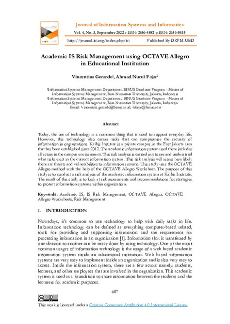 Pdf Academic Is Risk Management Using Octave Allegro In Educational Pdf Academic Is Risk Management Using Octave Allegro In Educational