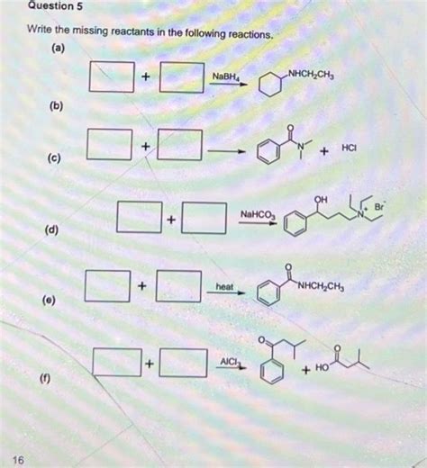 Solved Write The Missing Reactants In The Following Chegg Com