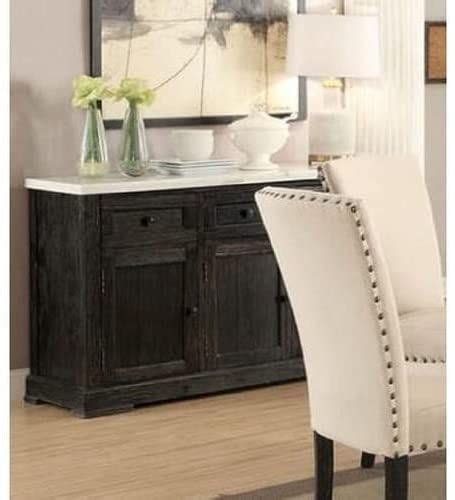 Nolan Server In White Marble And Salvage Dark Oak
