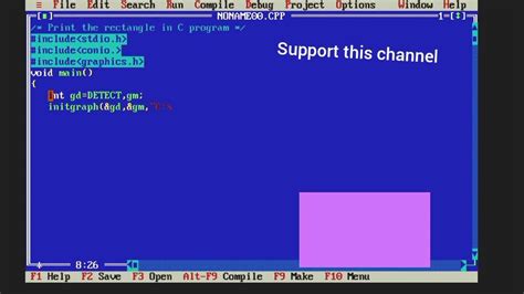 Write The C Program To Print The Rectangle Using Graphics Turbo C Youtube