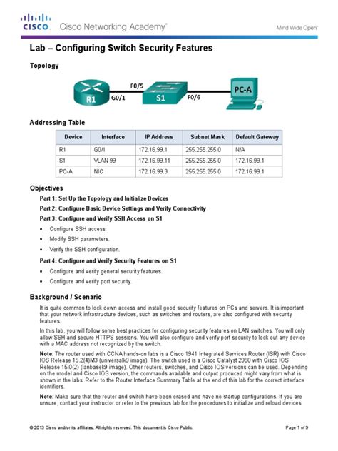 22411 Lab Configuring Switch Security Features Scribd Download Free Pdf Network