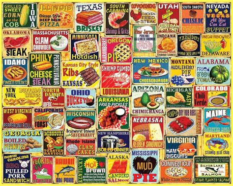 Iconic State Foods 1000 Piece Jigsaw Puzzle Asterisk Jigsaw Puzzles