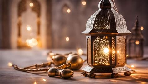 Premium Photo A Lantern With Candles In The Background