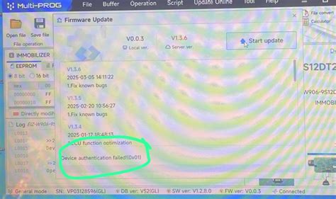Multi Prog Update Firmware Error Device Authentication Failed 1