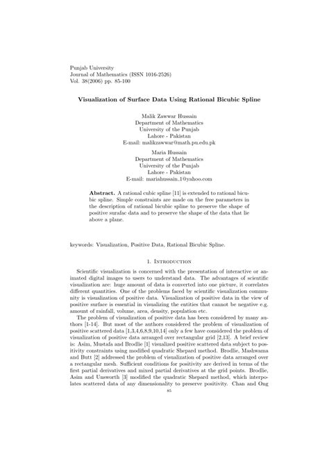 Pdf Visualization Of Surface Data Using Rational Bicubic Spline