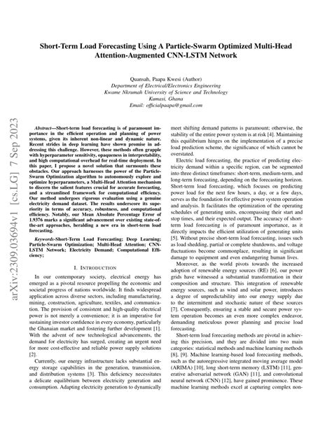 Pdf Short Term Load Forecasting Using A Particle Swarm Optimized