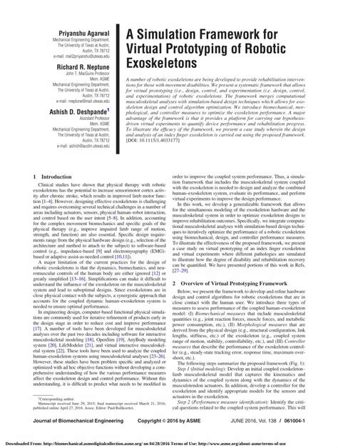 PDF A Simulation Framework For Virtual Prototyping Of Robotic And Control Based On The
