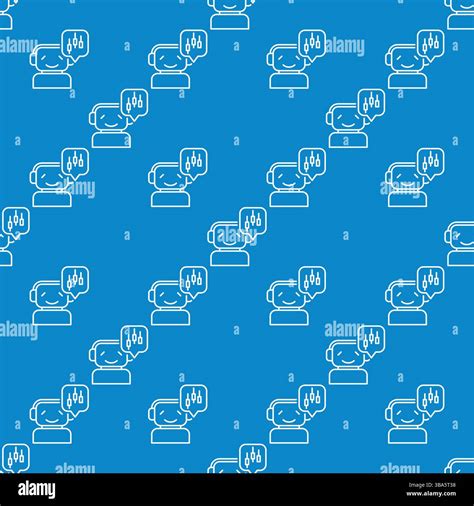 Happy Trading Bot With Candlestick Chart Vector Concept Seamless Pattern In Outline Style Stock