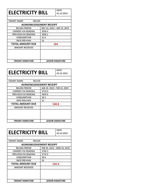 Electricity Bill Template Pdf