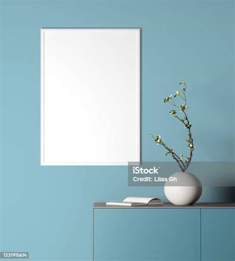 모던한 인테리어 배경의 모의 포스터 프레임 스칸디나비아 스타일의 거실 스톡 사진 0명에 대한 스톡 사진 및 기타 이미지 0명 3차원 형태 가정 생활 Istock