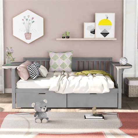 Kora Full Size Daybed With Drawers Gray