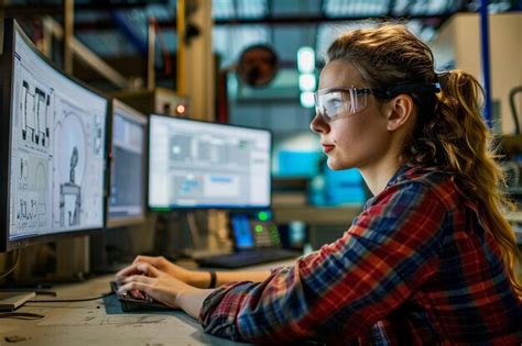Premium Photo Female Engineer Monitoring Systems In Control Room With AI Generated