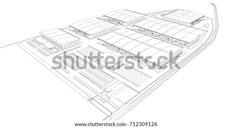 3d Wireframe Building Sketch Designvector Stock Vector Royalty Free