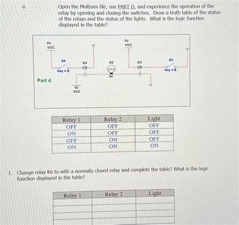 Solved D Open The Multisim File Use Part D And Experience