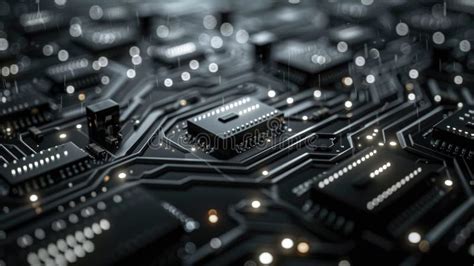 Abstract Picture Of Chip On Complex Circuit With Digital Technology Aig53 Stock Image Image