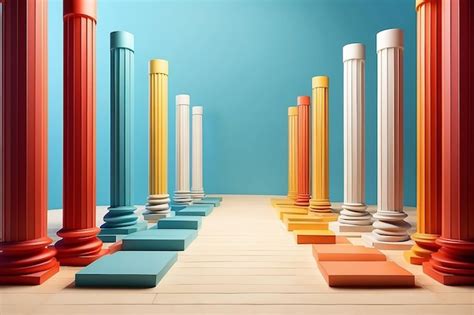Rows Of Three Dimensional Columns Stock Illustration Premium Ai Generated Image