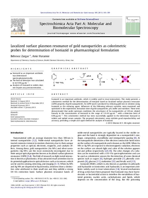 Pdf Localized Surface Plasmon Resonance Of Gold Nanoparticles As Colorimetric Probes For