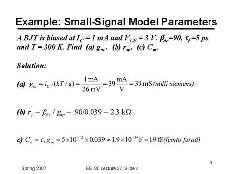 Lecture 27 OUTLINE BJT Small Signal Model BJT