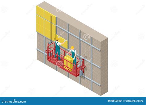 Isometric External Wall Insulation System Building Facade Insulation Works Styrofoam Facade