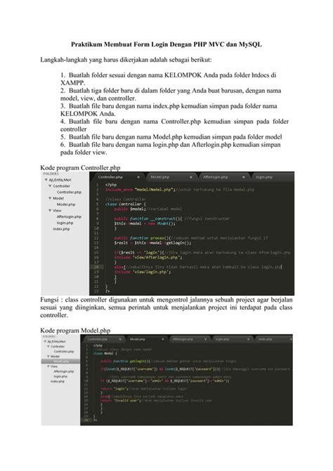 Tutorial Membuat Form Login Dengan Php Mvc Dan My Sql Docx