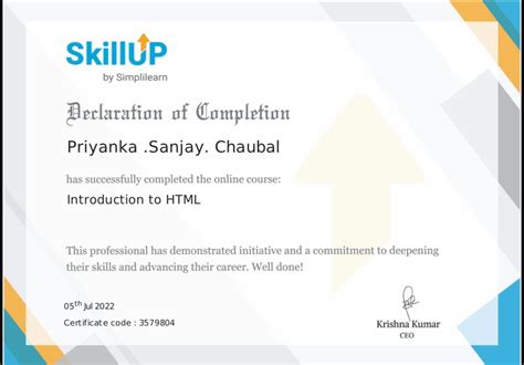 Priyanka Chaubal On Linkedin I Am Happy To Announce I Have Completed My Course On Skillup By