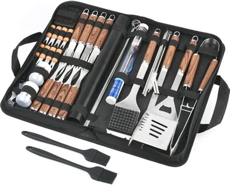 38 Delige Barbecue Accessoires Set Met Zwarte Tas Roestvrij Stalen
