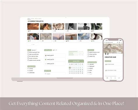 Content Creator Notion Template Business Planner Aesthetic Notion Template Social Media