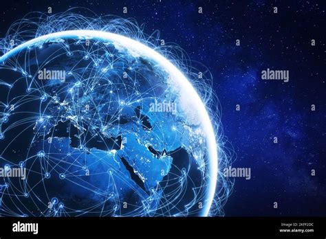 Internet Technology With Global Communication Network Connected Around